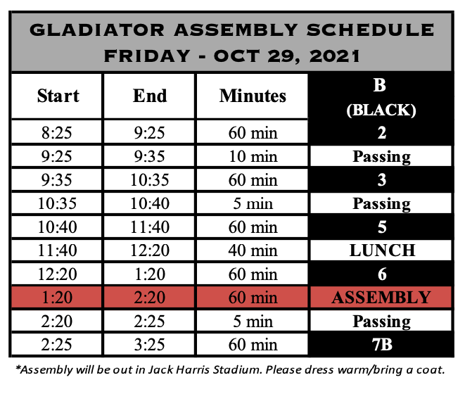 Bend-La Pine Schools :: Special Schedule: Gladiator Assembly