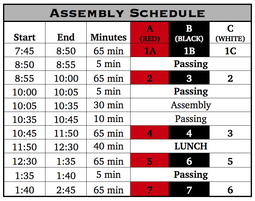 Bend-La Pine Schools :: Assembly Schedule